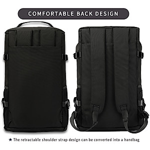 Solid color gym duffel bag backpack, wrestling bag,with shoe compartment, 4 kinds of back method waterproof travel sports walking laptop Lightweight (B-Black)