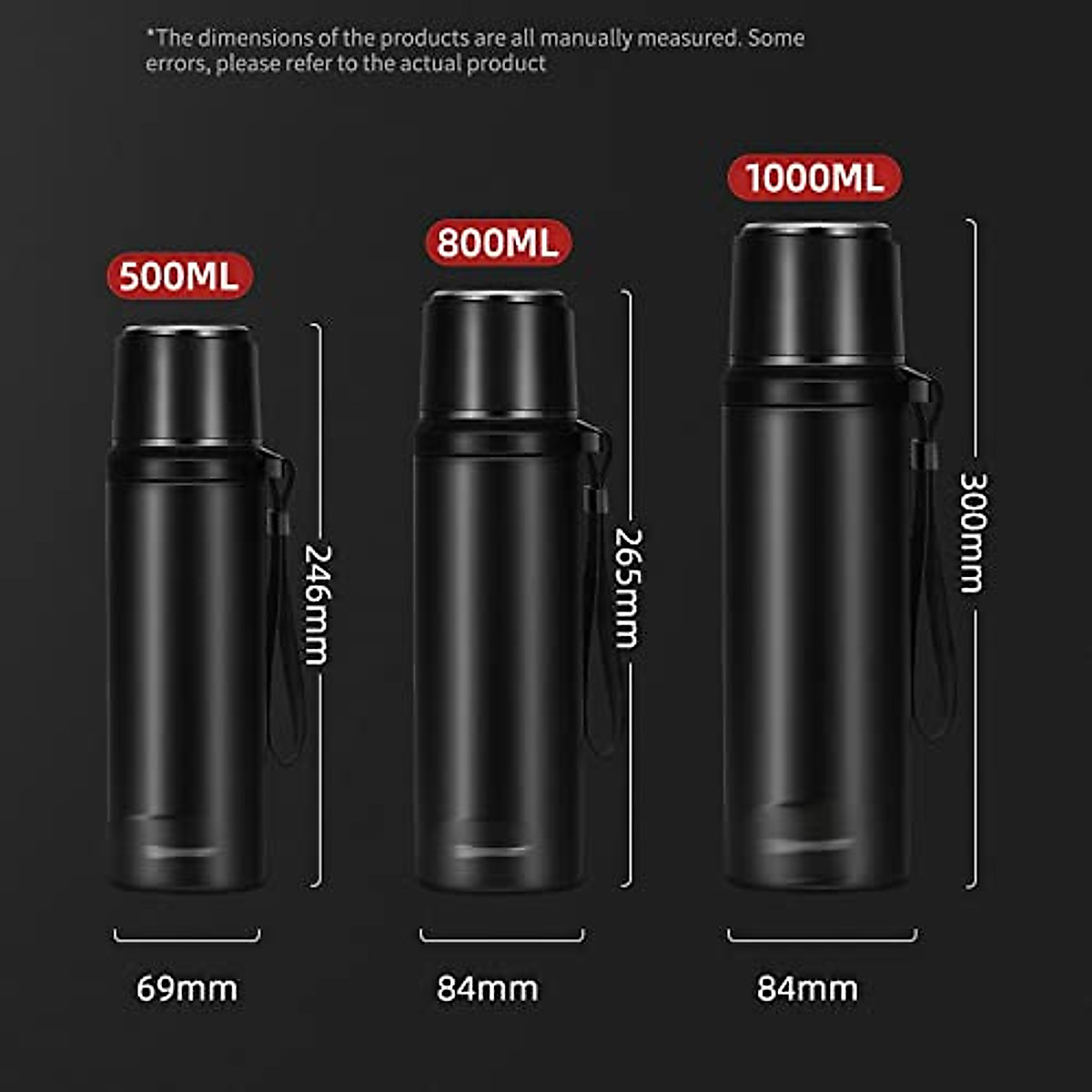 MMLLZEL Thermos Flask Outdoor Stainless Steel Termos Large Capacity Thermo Coffee Mug Cup Water Bottle (Color : D, Size : 1000ml)