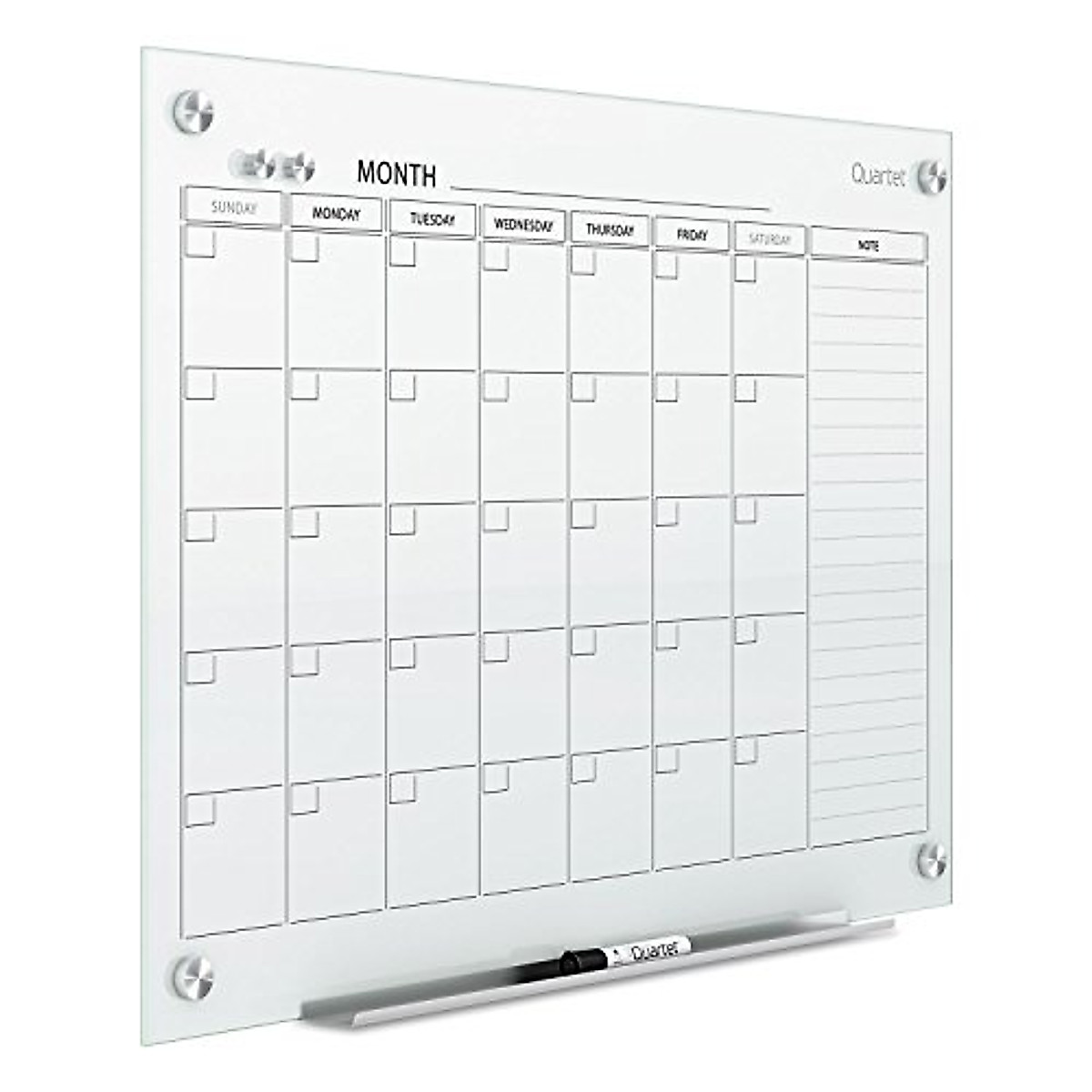 Quartet Whiteboard Calendar, Glass Dry Erase White Board Planner, 4' x 3', White Surface, Frameless, Infinity (GC4836F)