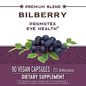 Nature's Way Bilberry Extract for Eyes with Black Elderberry*, Eye Health Supplement for Adults*, 90 Capsules