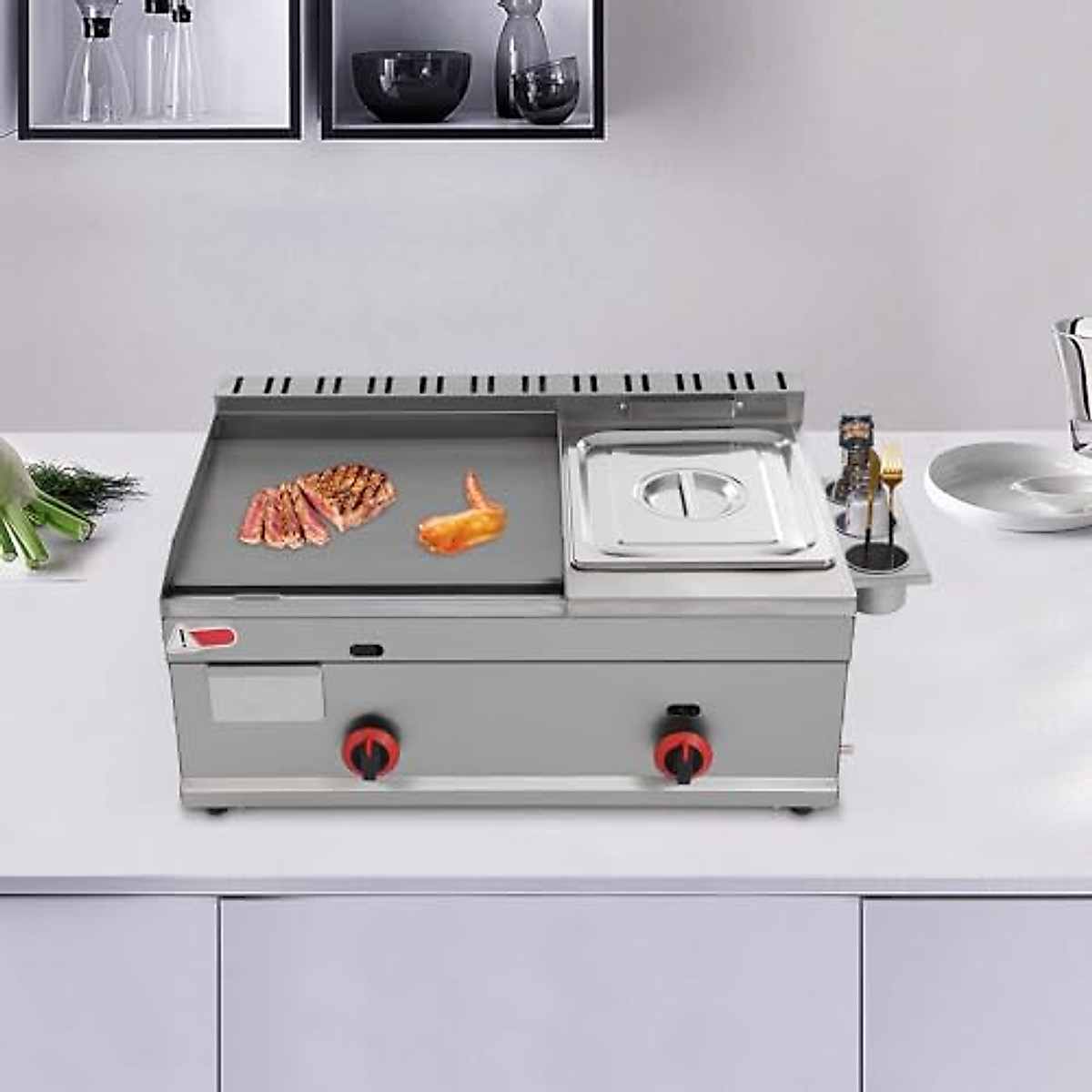 Commercial Reataurant Gas Grills -Commercial Deep Fryer Stainless -Commercial Propane/Gas Flat Top Grill Griddle with Deep Fryer Multi-function