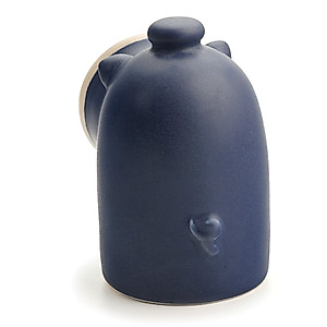 RSVP International Stoneware Salt Pig and Spoon Set, Wide Mouth, Dishwasher Safe, 3x3.25x5", Blue