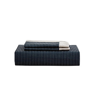 CASA BOLAJ DESIGNED TO DREAM Casabolaj Duvet Cover Set 3PCS Cotton Yarn Dyed Jacquard Navy Stripe (Queen, Duvet Cover Set)