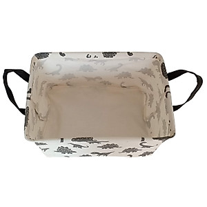 HUAYEE Rectangular Storage Bin Shelf Basket Canvas Fabric Toy Box,Waterproof Coating Nursery Hamper with Handles,Gift Basket for Home,Office,ClothesBooks(REC Dinosaur)