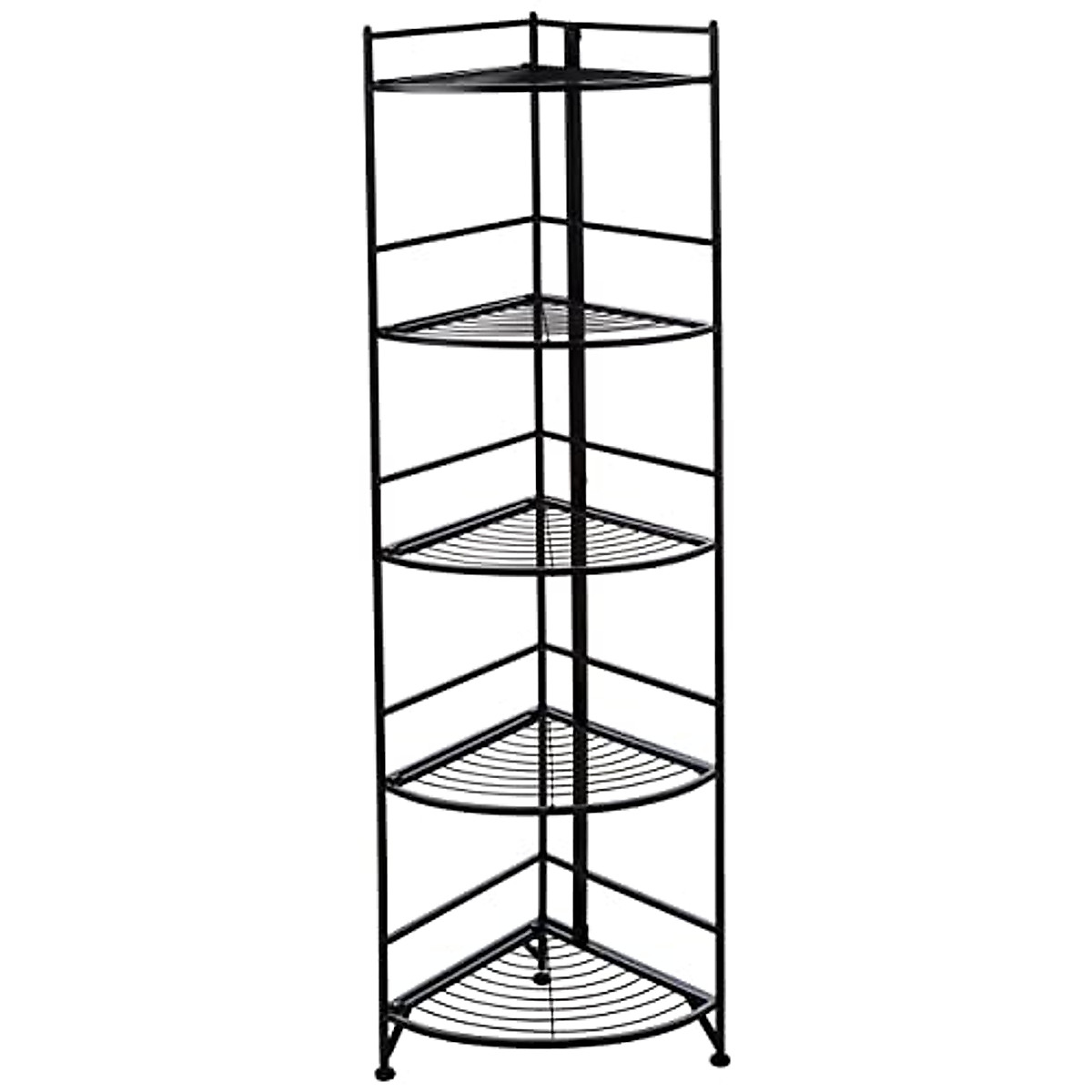 Convenience Concepts Xtra Storage 5 Tier Folding Metal Corner Shelf, Black