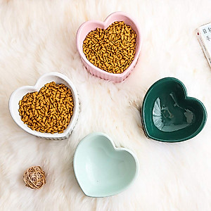 Green Ceramic Raised Cat Bowls, Tilted Elevated Food or Water Bowls, Stress Free, Backflow Prevention, Dishwasher and Microwave Safe, Lead & Cadmium Free