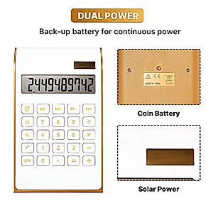 2 Pieces Office Home Calculator Slim Calculator Cute Calculator Solar Power Calculator Desk Calculator Tilted LCD Display for Business Office School Supplies, 10 Digits