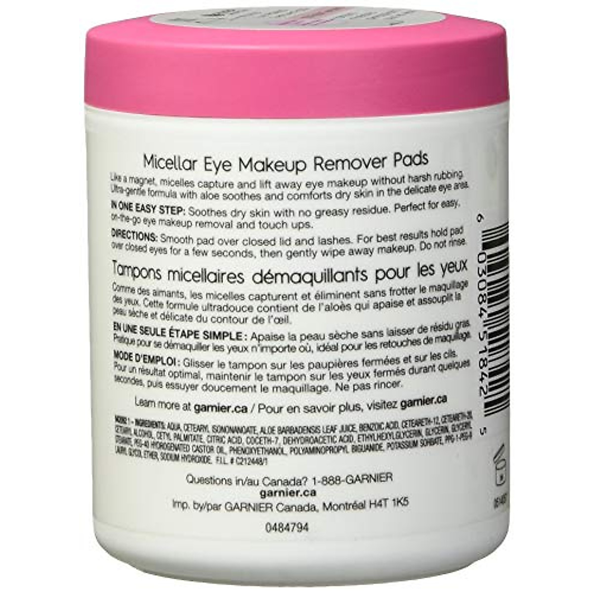 Garnier Micellar Eye Makeup Remover Pads Facial Treatment Pads, 100 Count