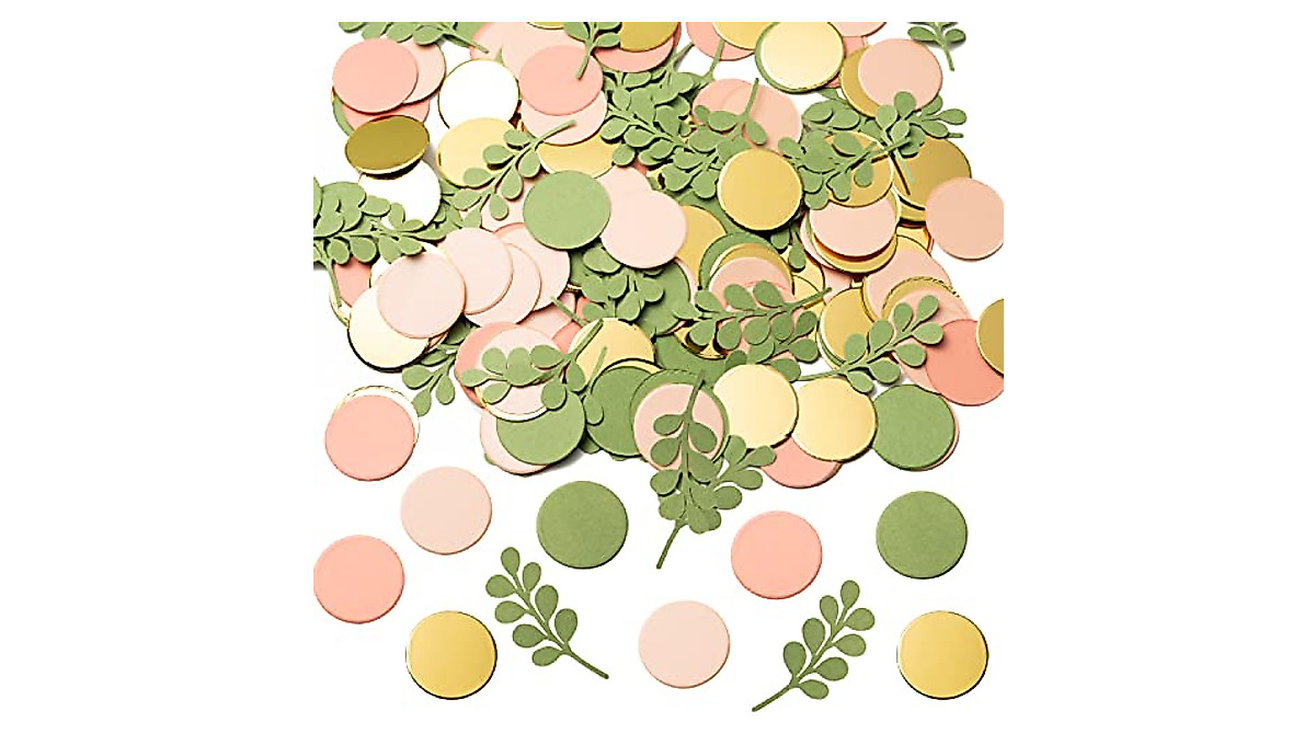 BeYumi 300Pcs Green & Peach Confetti for Weddings & Events