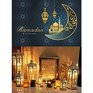Ramadan Decoration Ramadan Kareem Backdrop Eid Mubarak Photo Background Ramadan Banner Poster for Ramadan Decorations Ramadan Kareem Supplies 70.8 x 47.2 Inch (Dark Blue)