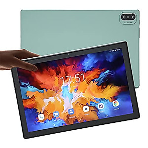SHYEKYO Tablet PC, 4G LTE 5G WiFi 8MP 20MP Camera 10.1 Inch IPS Office Tablet 8GB RAM 128GB ROM US Plug 100‑240V for Travel (Green)