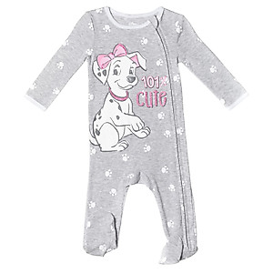 Disney Classics 101 Dalmatians Bambi Newborn Baby Girls 3 Pack Sleep N' Play Coveralls White/Pink/Gray 3-6 Months