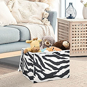 Zebra Texture Background Foldable Storage Bins with Lids Decorative Storage Box Container for Home Bedroom Closet Office