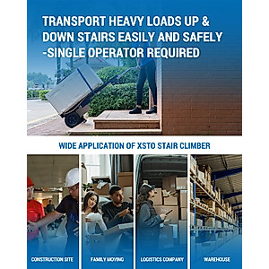 XSTO Electric Stair Climber, 375lbs Load Capacity Aluminum Stair Climbing Dolly Cart, 1200W Peak Power Motor Electric Dolly, Powered Hand Trucks with Ergo Telescoping Handle & Pneumatic Wheels