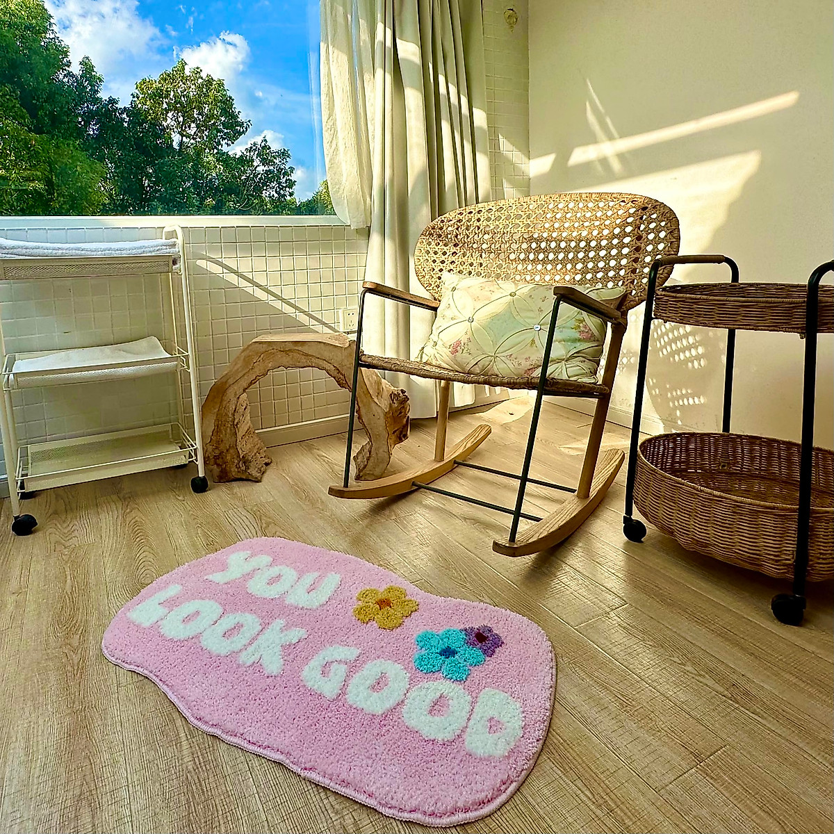 You Look Good Bath Mat Pink Bathroom Rugs Cute Funny Bathroom Decor Door Mat Microfiber Shower Bathtub Mat Non-Slip Washable Mat (31.49"x19.68", Pink)