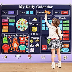 My First Daily Calendar-Preschool Classroom Must Haves, Circle Time Learning Center, Days of the Week Chart for Toddlers Learning, Classroom Calendar for Kids, 3.3Ft Felt Board for Toddlers