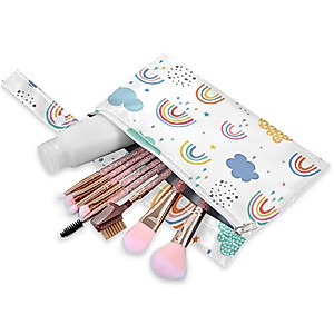 JXDXHCW Waterproof Wet Bag 2 Pack Cute Cartoon Rainbow Pattern Cloth Diaper Bag Travel Swimsuit Pool Gym Clothes Cosmetic 2 Zipper Pockets Dry Wet Pouch Set