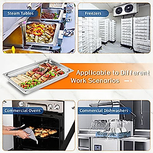 HOCCOT 6 Pack Pans 1/6 Size 2.6" Deep, 304 Stainless Steel, Commercial Hotel Pan, Steam Table Pan, Catering Food Pan