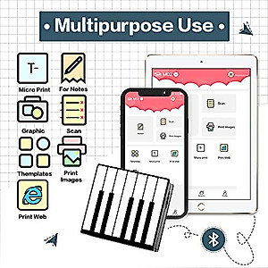 Phomemo M02 Mini Bluetooth Thermal Pocket Printer with 3 Rolls Adhesive White/Gold/Silver Glitter Sticker Paper, Compatible with iOS + Android for Plan Journal, Study Notes, DIY, Work, Gift