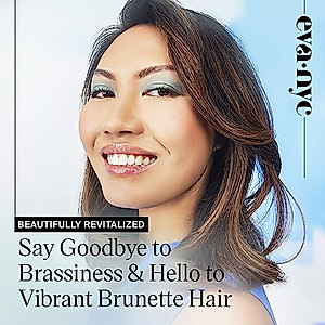 Eva NYC Brass to Sass Brunette Shampoo, Toning Blue Shampoo for Brunettes, Neutralizes Brassy Red and Orange Tones, Blue Shampoo for Color Treated Hair, 8.8 fl oz