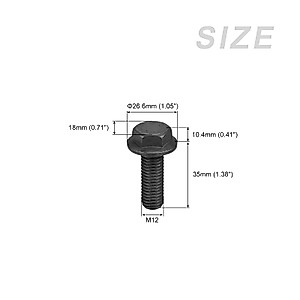METALLIXITY Flanged Hex Head Bolts (M12x35mm) 6pcs, Hexagon Bolt Fully Thread Screw - for House Construction Hardware Fasteners