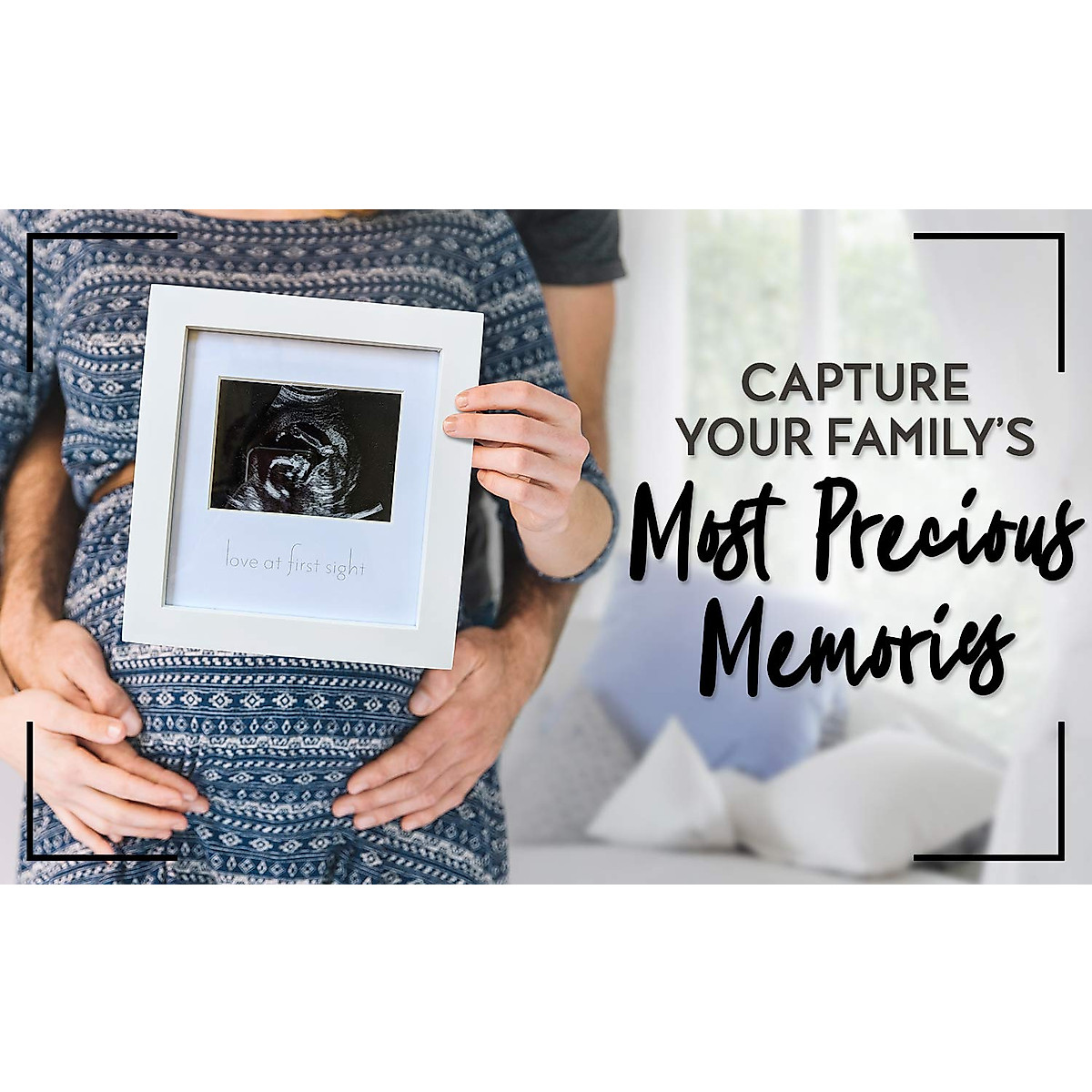 Green Pollywog | Sonogram Picture Frame | White Frame | Ultrasound Frame | Pregnancy Gifts for First Time Moms | Baby Ultrasound Picture Frame | Gifts for Parents/Grandparents | Nursery Decor