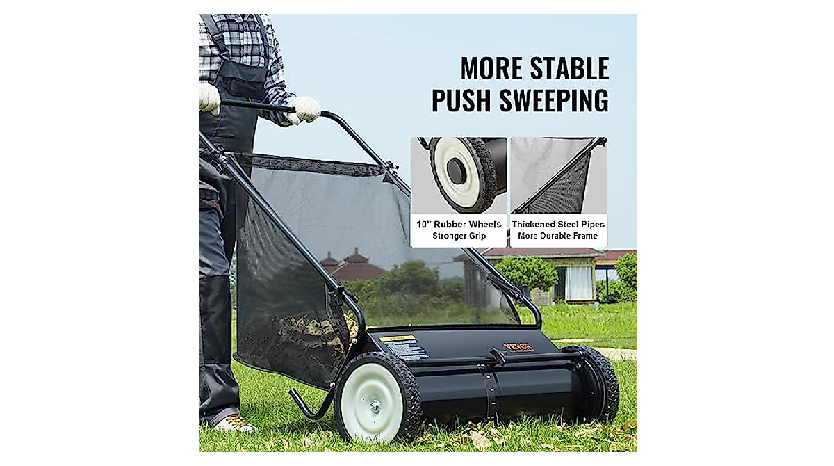 VEVOR 26-Inch Push Lawn Sweeper - Heavy Duty Yard Collector