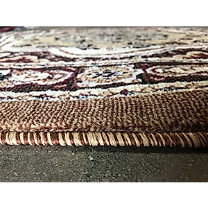 Traditional Octagon Persian Rug Beige Brown Burgundy & Black Design 520 (4 Feet X 4 Feet)