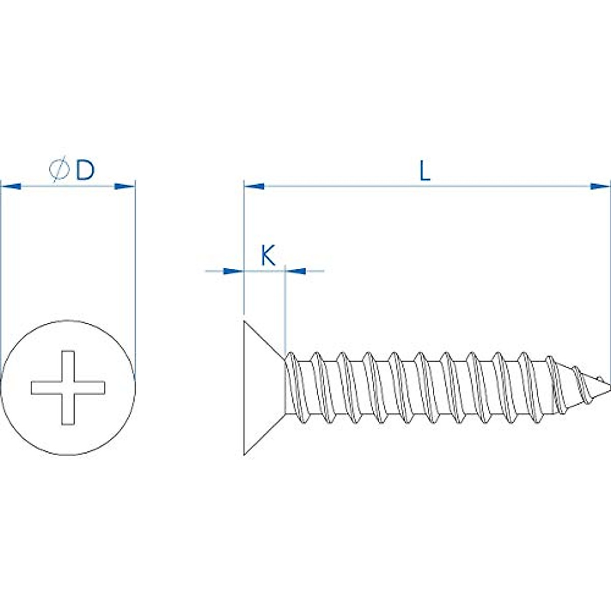 Countersunk Head Self-Tapping Screws NO.14 x 1.1/4" 50 Pack
