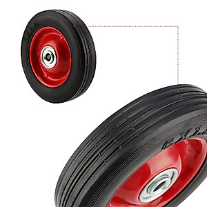 MOUYAT 4 Pack 6 Inch Flat Free Solid Rubber Replacement Tires, Rubber Hand Truck Wheel with 5/8 Inch Axle Size, Heavy Duty Solid Rubber Wheels for Hand Truck, Dolly, Wheelbarrows