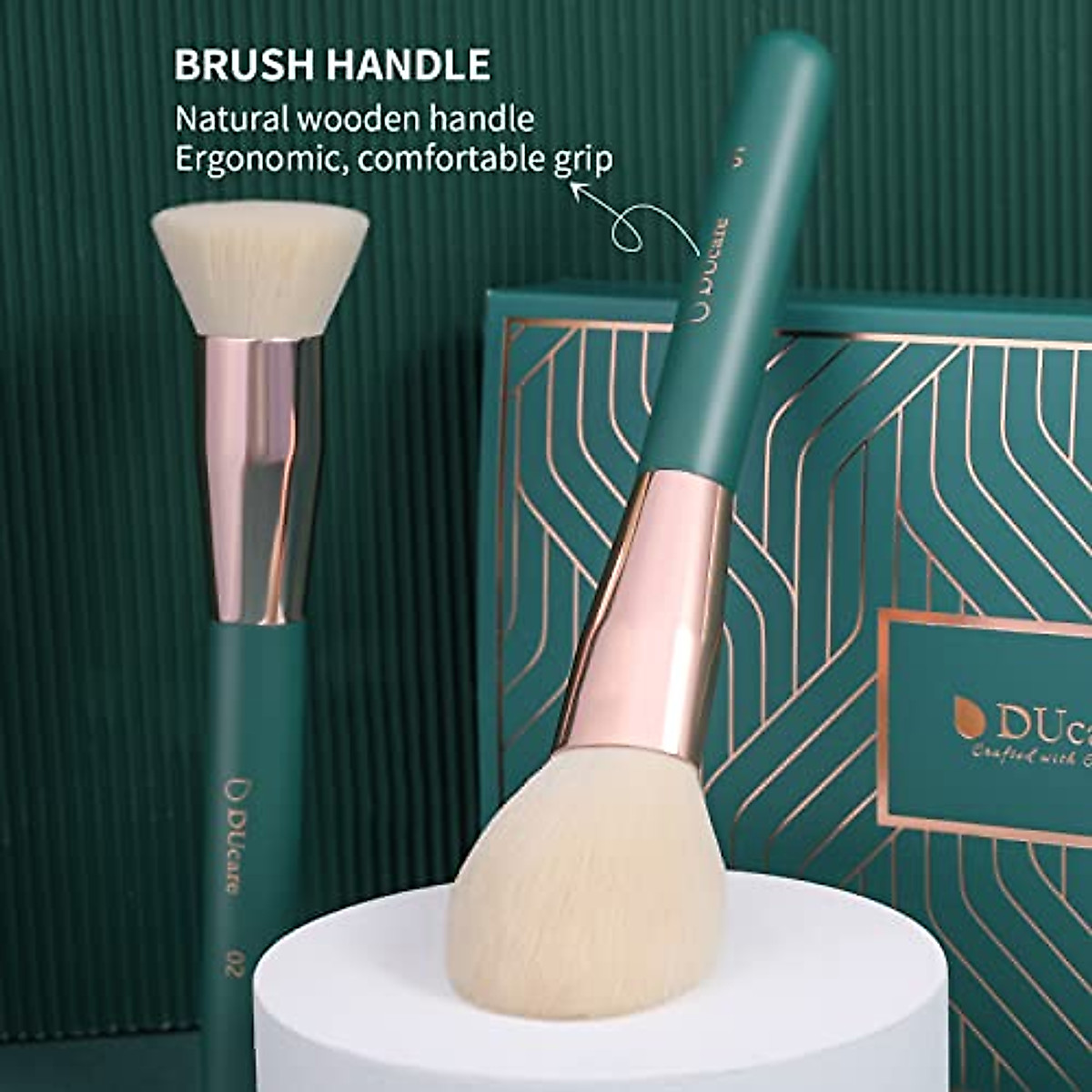 DUcare Makeup Brushes Professional 20Pcs Green Makeup Brush set with Silicone Face Mask Brush Kabuki Foundation Blending Powder Blush Concealers Eyeshadows Brushes