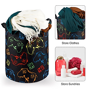 Zhehao 2 Pcs Gamer Laundry Basket Boys Hamper Kids Gaming Storage Basket Hamper Clothes Organizer Toy Storage Waterproof Laundry Hamper for Bedroom Bathroom Gamer Room Decor(Stylish)