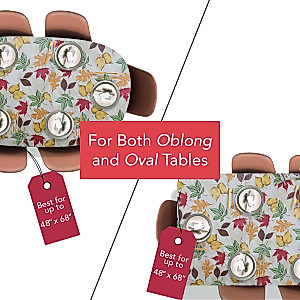 Covers For The Home Deluxe Elastic Edged Flannel Backed Vinyl Fitted Table Cover - Quilted White Pattern - Round Oblong Oval - Fits Tables up to 48" W x 68" L