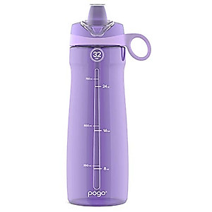 Pogo Plastic Water Bottle with Soft Straw Lid and Carry Handle, BPA Free, Dishwasher Safe, 18oz, Lilac