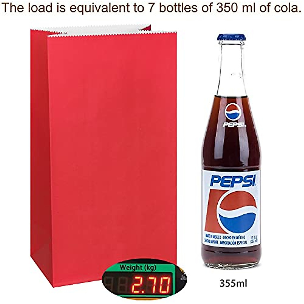 KEYYOOMY 50 CT Red Paper Party Favor Bags Biodegradable Kraft Paper Bags Paper Lunch Bags