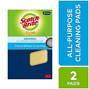 Scotch-Brite Dobie Pads, Dobie Sponge for All Purpose Cleaning of Kitchen, Bathroom, and Household, Non Scratch Dobie Cleaning Pads Safe for Non-Stick Cookware, 12 Dobie Pads