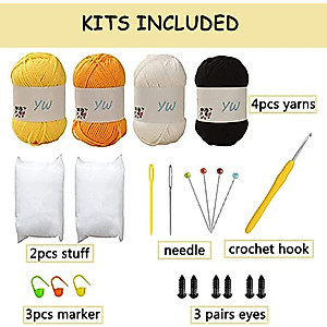 3 Pattern Crochet Kits - Crochet 3 Different Patterns Sets for Beginners/Experts - Rabbit, Chicken, Bee for Adult Starters, Kids, Includes Enough Yarns, Hook, Accessories