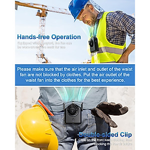 Stsase Portable Fan 10000mAh Rechargeable, Mini Waist Fan With Max 24H Working Time, 3 Speeds 5100RPM Strong Airflow Wearable Personal Clip Fan Belt Fan for Outdoor, Jobsite, Farms, Traveling, Fishing