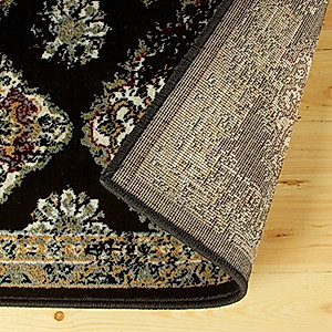 Superior Mayfair Collection Area Rug, 8mm Pile Height with Jute Backing, Vintage Distressed Medallion Pattern, Fashionable and Affordable Woven Rugs - 2'7" x 8' Runner, Black