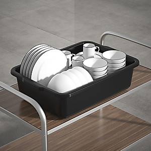 Oymlclivisa 12 Packs 13 L Plastic Commercial Bus Boxes, Plastic Restaurant Dish Tubs, Black