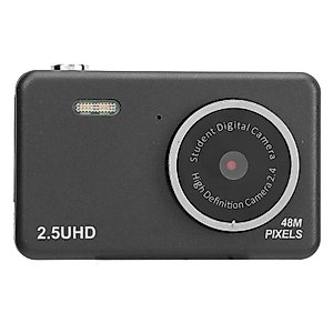 Digital Camera, 48MP 2.5K Digital Camera with 8X Zoom, 2.4 Inch HD Screen, Dual Lens, AF Autofocus, Selfie Camera for Student Christmas Birthday Gifts (Black)