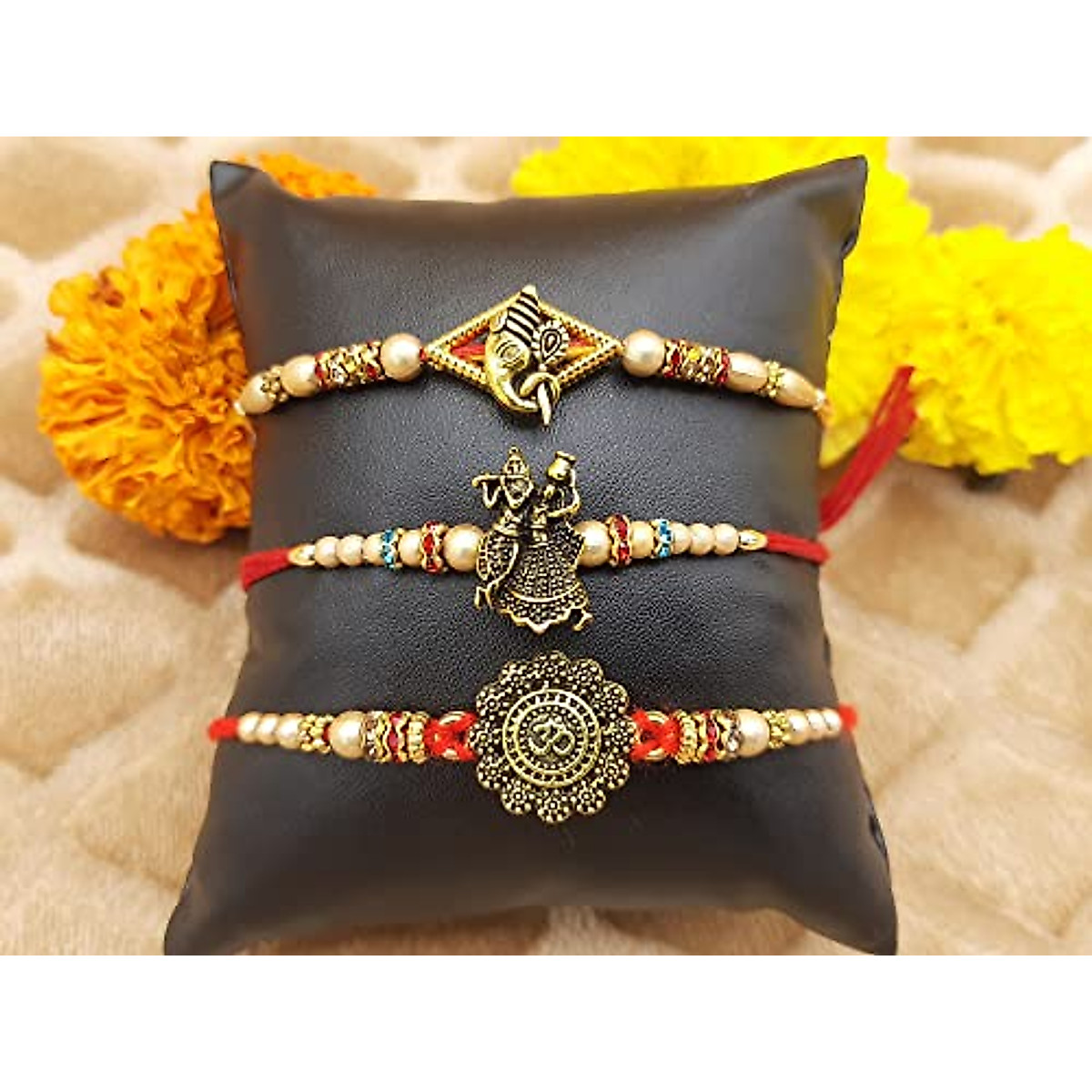 Rakhi for Brother,Stylish Bracelet God Idol RAKHI with BEST Design - Thread Raksha bandhan Rakhi Gift, Wrist bands for loving/Brother Sister, Father & Friends. (Rakhi Design 1, Small)