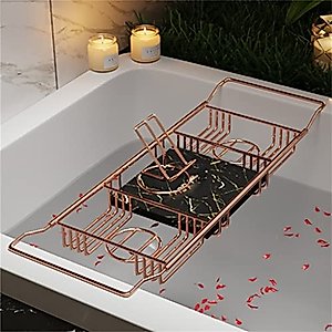 BKDFD Bathtub Rack Bathroom Telescopic Shelf Tray Bathroom Stainless Steel Bathtub Rack Bath Artifact (Color : Gray, Size : 50-100 * 20 * 5cm)