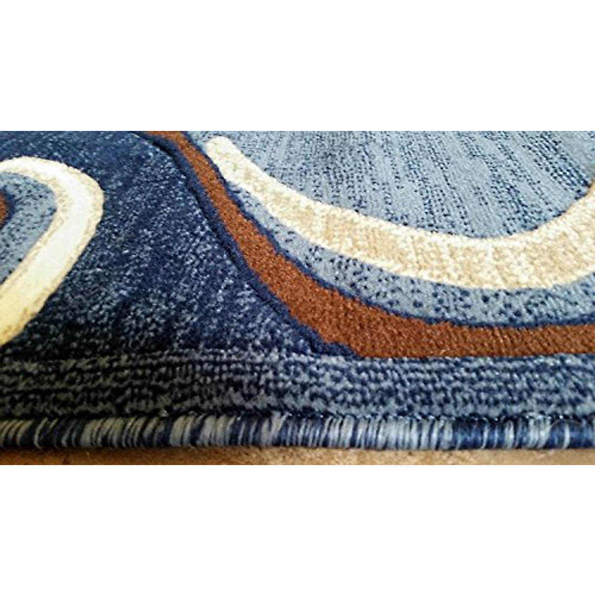 Modern Runner Contemporary Area Rug Blue Brown Carpet King Design 144 (2 Feet X 7 Feet 3 Inch)