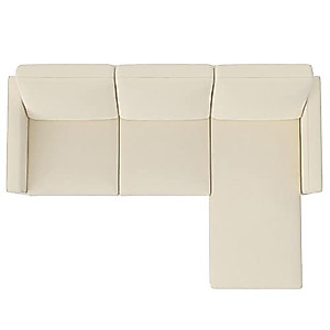 DHP Liah Reversible Sectional Sofa with Pocket Spring Cushions, Ivory