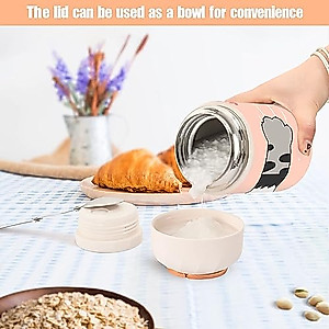 CUPADA I Love You Food Jar for Hot and Cold, Valentines Cat Paw Insulated Food Jars Vacuum 17OZ with Folding Spoon for Work Trip Picnic Camping