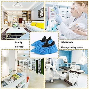 ELEpure Shoe Covers Disposable Non Slip for Kids 50Pack (25Pairs) Non-Woven Fabric Stretchable Durable - Fit US Children's 8-13.5/1-4 Blue(Small)