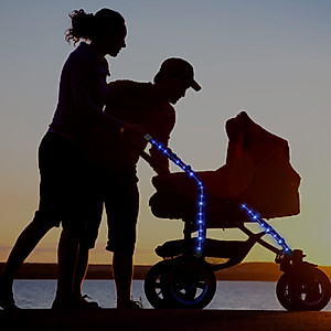 4 Sets Stroller Lights for Night, LED Lights for Baby Strollers, Walking Light for Strollers Battery Powered Safety Strip Light for Scooter, Bikes, Baby Strollers Accessories, Blue