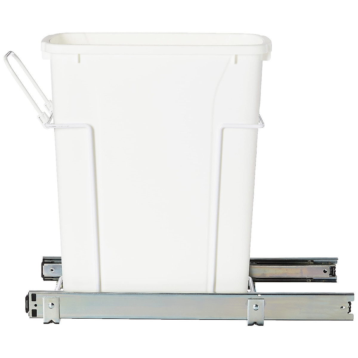 Knape & Vogt RS-PSW9-1-20-W 17 in. H x 8 in. W x D Steel in-Cabinet 20 Qt. Single White Pull Out Trash Can