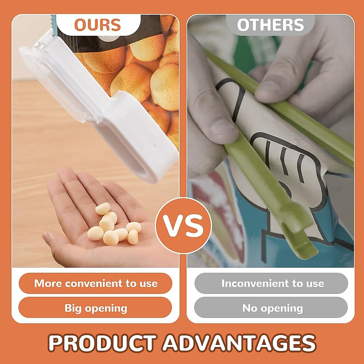 Food Bag Clips with Pour Spouts, Food Bag Sealing Clip with Pour Spout, Seal and Pour Bag Clip, Bag Pouring Clips, Bag Clip Pour Spout, Snack Clips That Pour Sealer Clips for Snack (2 PCS, Large)